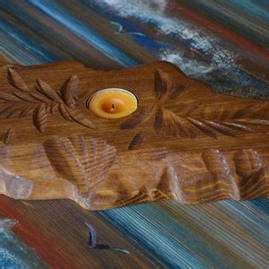 Carved Wood Tealight Candle Holder in Stock - Etsy