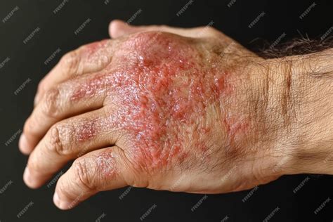 Hand With A Rash On It The Rash Is Red And Itchy The Hand Is Covered In