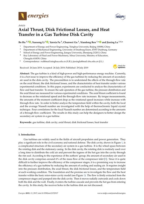 PDF Axial Thrust Disk Frictional Losses And Heat Transfer In A Gas
