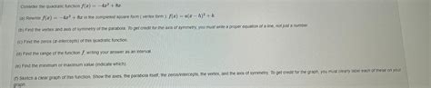 solved consider the quadratic function f x 4x² 82 a