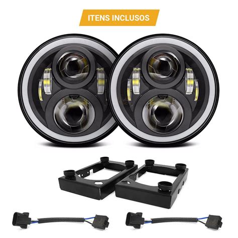 Kit Farol Led G W Angel Eyes Drl Seta Suporte Troller X Sc X Sc Br