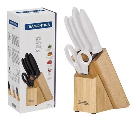 Jogo De Facas Plenus Tramontina 6 Peças Inox Off White Cepo Cor Branco