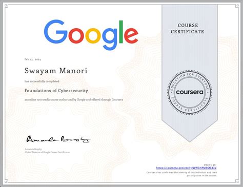Swayam Manori On Linkedin Completed Foundations Of Cybersecurity