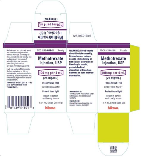 Methotrexate Sodium 50mg2ml Inject 10x2ml Real Value Rx