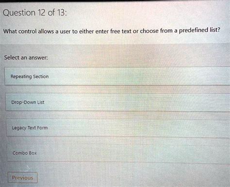 SOLVED Question 12 Of 13 What Control Allows A User To Either Enter