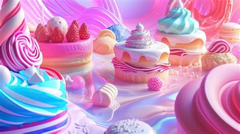 Premium Photo Sweets 3d Vibrant Realistic Objects Fruits Cupcakes