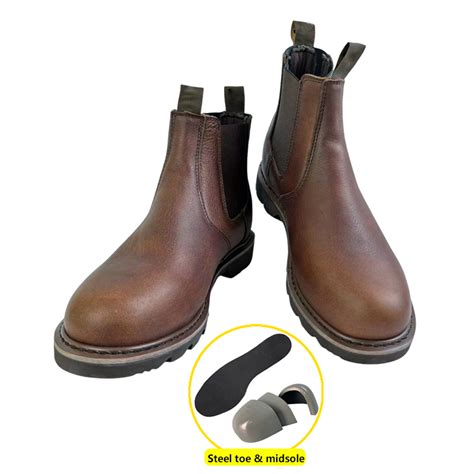 China Chelsea Goodyear Safety Leather Boots Slip On Shoes With Steel