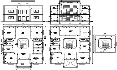 Factory Office Building Elevation Section And Floor Plan Cad Drawing