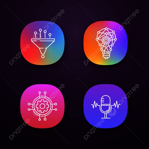 Machine Learning App Icons Set Illustration Control Learning Png And
