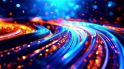 Flow Of Data Through Fiber Optics Big Data Transfer Highlighting