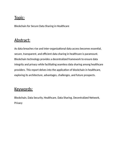 Blockchain For Secure Data Sharing In Healthcare Pdf Computer