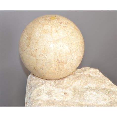 1980s Maitland Smith Style Hand Carved Mactan Stone Console Tessellated Orbs Plexiglass Top