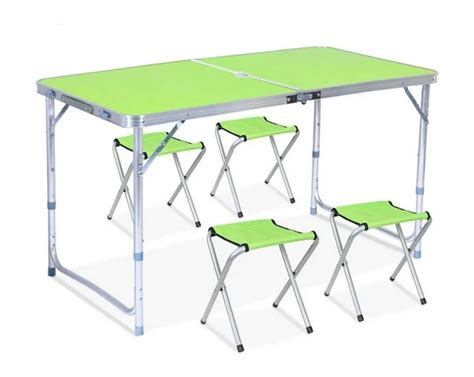 Стіл розкладний з 4 стільцями для рибалки і пікніка 3 режими висоти Зелений фото відгуки