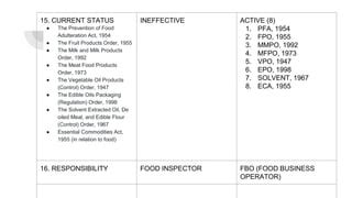 Differences Between Pfa 1954 And Fssa 2006 PPTX Food Drink