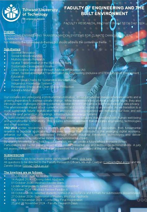 Tut Faculty Of Engineering And The Built Environment On Linkedin Researchday2024