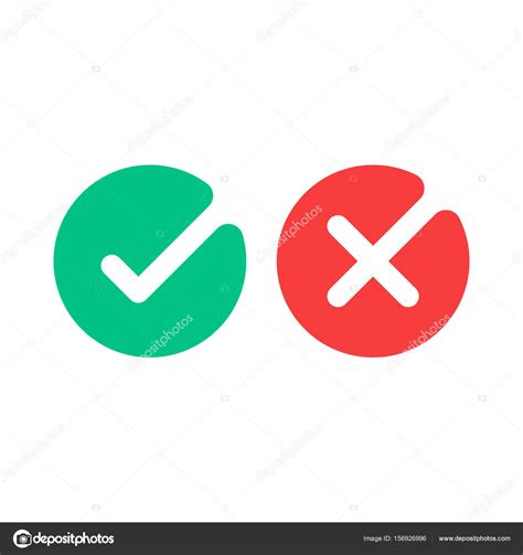 Check Mark Icons Green Tick And Red Cross Checkmarks Flat Icons Set