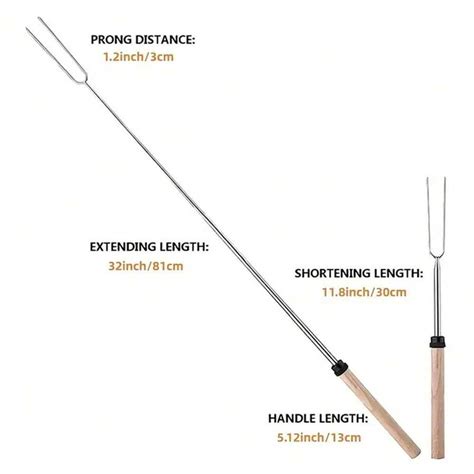 32 Inch Extendable Metal Marshmallow Roasting Sticks For Campfire Bbq