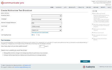 create multivariate test broadcast