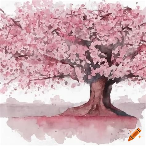 Chosǒn style drawing of a cherry blossom tree on Craiyon