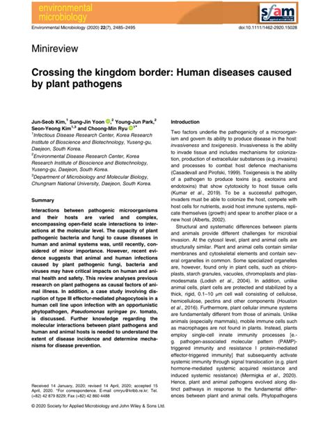 Minireview Crossing The Kingdom Border Human Diseases Caused By Plant
