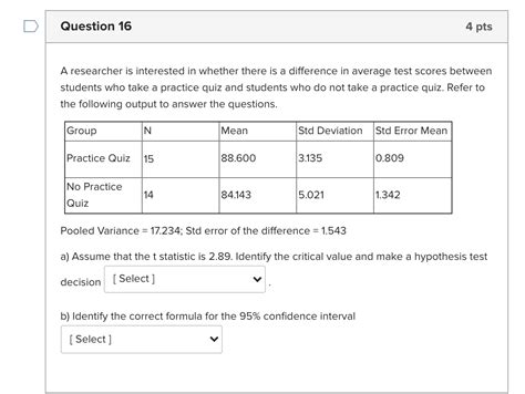 Solved Question 16 U 4 Pts A Researcher Is Interested In Chegg Com
