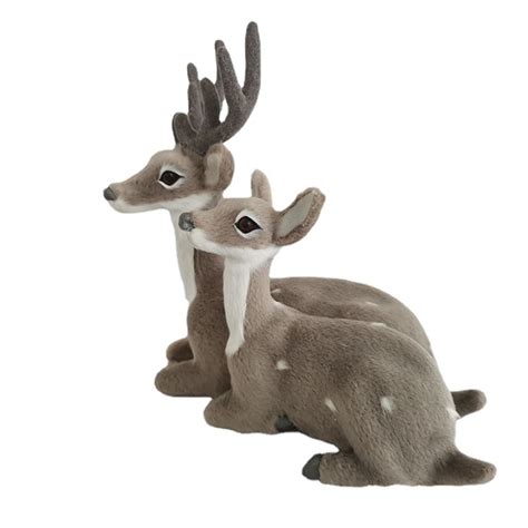 Grandest Birch Flocking Realistic Deer Statue Pe Compact Delicate Deer