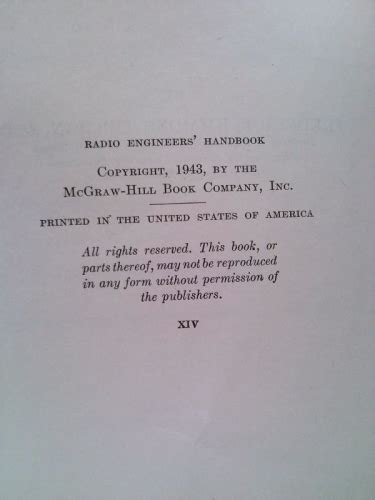 Radio Engineers Handbook By Terman Frederick Emmons Good Hardcover