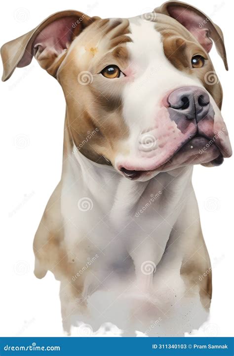 Cute Pitbull A Watercolor Painting Of A Cute Pitbull Ai Generated