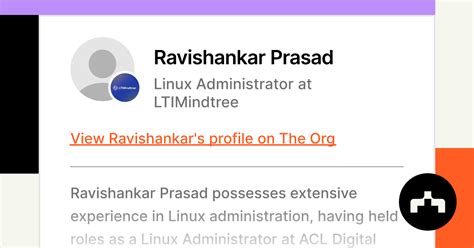 Ravishankar Prasad Linux Administrator At Ltimindtree The Org