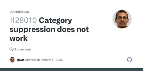 Category Suppression Does Not Work · Issue 28010 · Dotnetdocs · Github