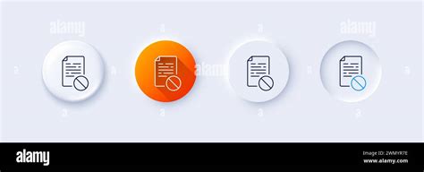 Not Allowed Document Line Icon No File Sign Line Icons Vector Stock