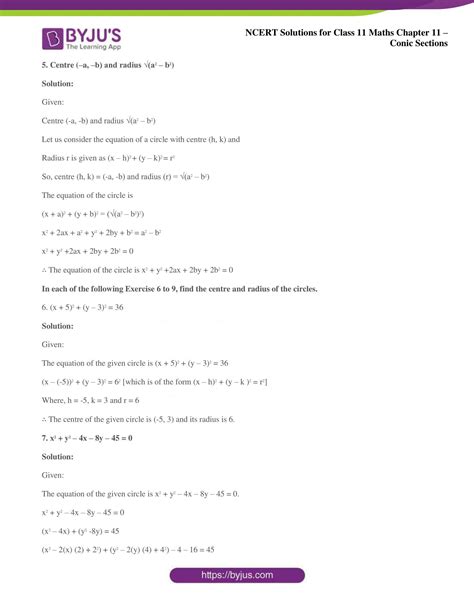 Ncert Solutions For Class 11 Maths Chapter 11 Conic Sections