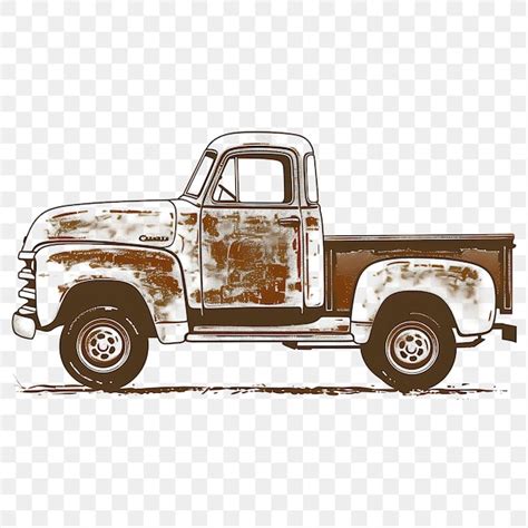 Premium Psd Psd Rustic Pickup Truck With Weathered Brown Monochrome