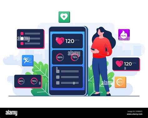 Digital Health Concept Flat Illustration Vector Template Monitoring