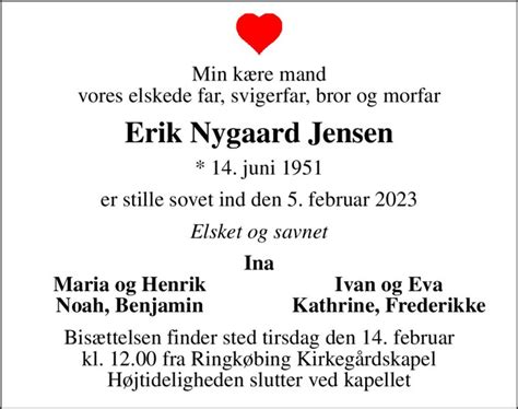 Erik Nygaard Jensen Dødsannoncer I Danmark