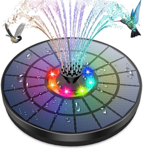 Amztime Led Solar Water Fountain 2022 Upgraded 55w Led Circle
