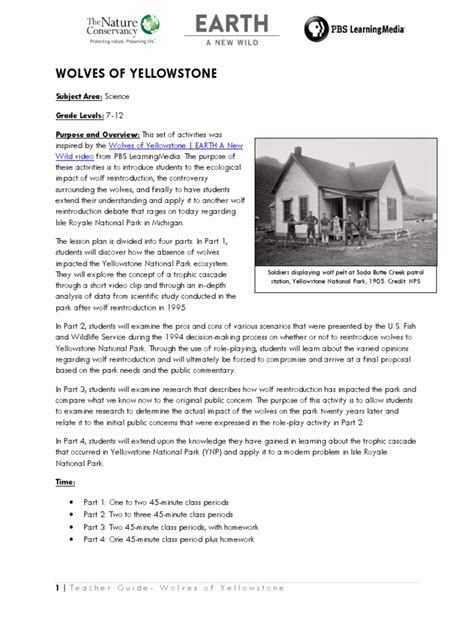 Wolves Of Yellowstone Teacher Guide Upload Pdf Food Web Predation
