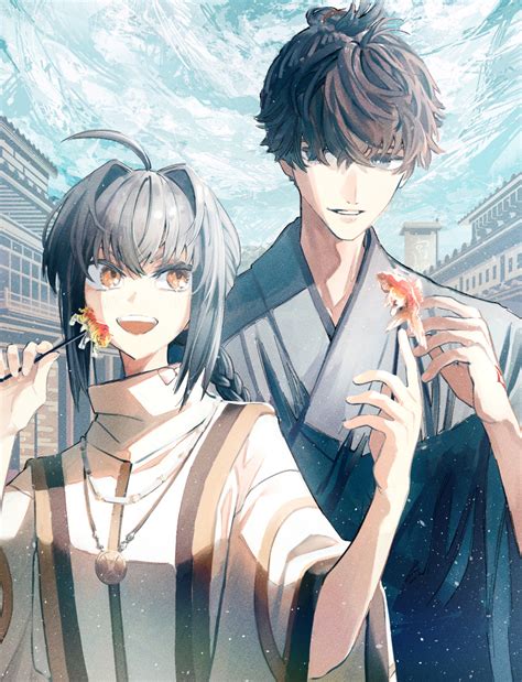 Safebooru 1boy 1other Absurdres Ahoge Architecture Black Hair Blue