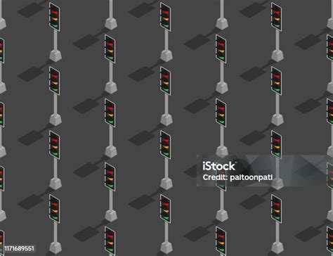 신호등 3d 아이소메트릭 원활한 패턴 교통 컨셉 포스터 및 소셜 배너 포스트 디자인 일러스트레이션 은 복사 공간 벡터 Eps 10 0명에 대한 스톡 벡터 아트 및 기타