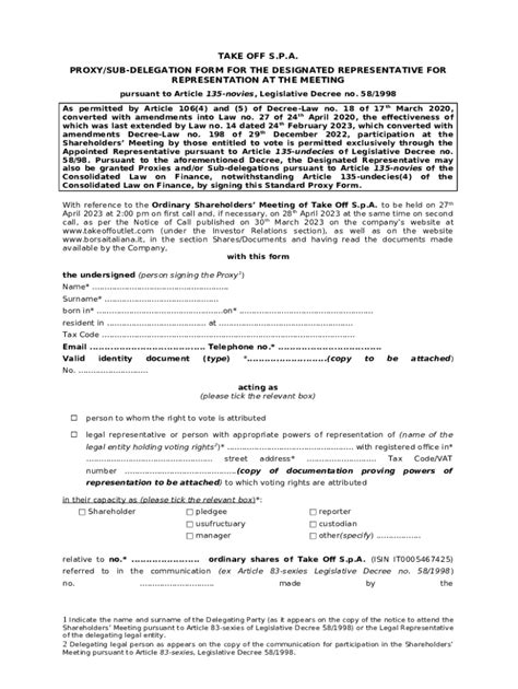 For Granting The Proxy To The Designated Representative Doc Template