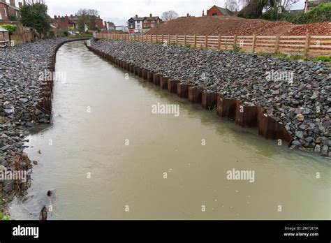 Sheet Metal Piling Position Located In Ground Supporting River