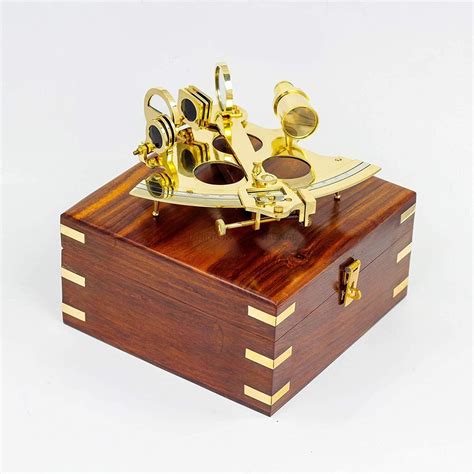 Nautical Ship Decore Brass Polished Sextant With Decorative Anchor