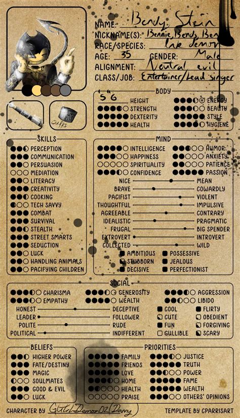 Bendy Character Sheet By Glitchdemon02 On Deviantart
