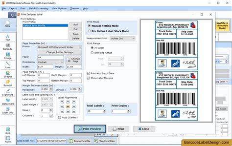 Screenshots Of Barcode Label Design Software For Healthcare Industry