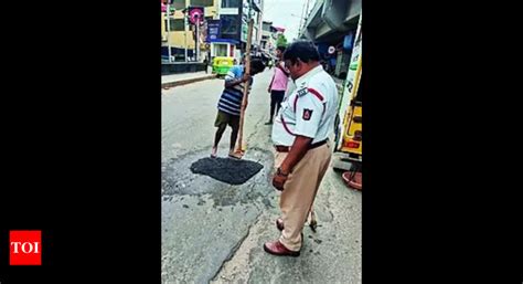 Traffic Police Fill Up Craters In It Corridor Bengaluru News Times