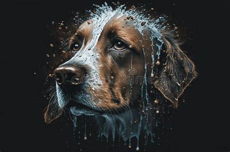 Cabeza De Perro Mojada Que Se Sacude El Agua Mientras Se Sacude La