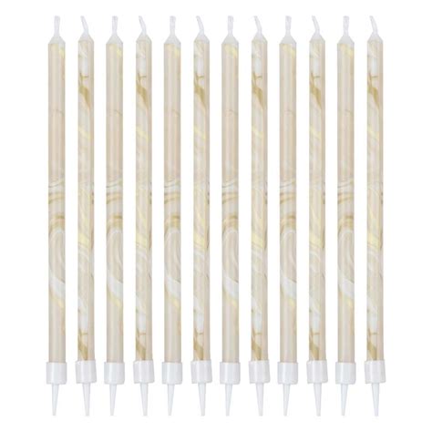 Candles Neutral Marble 18cm 12pcs Pergamos