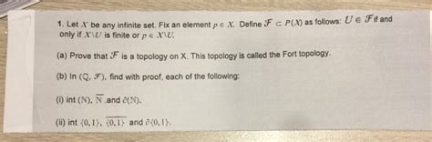 Solved Let X Be Any Infinite Set Fix An Element Pe X
