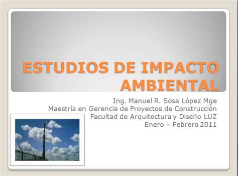 Venezuela Sustentable Estudios De Impacto Ambiental Eia