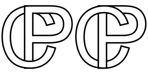Знак логотипа пк cp значок знак две чересстрочные буквы пк векторный ...